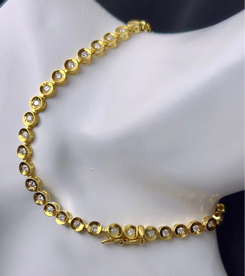 Brand new 1ct K14 Japan Gold Diamond Tennis Donut Bracelet, Women's Fashion, Jewelry ...
