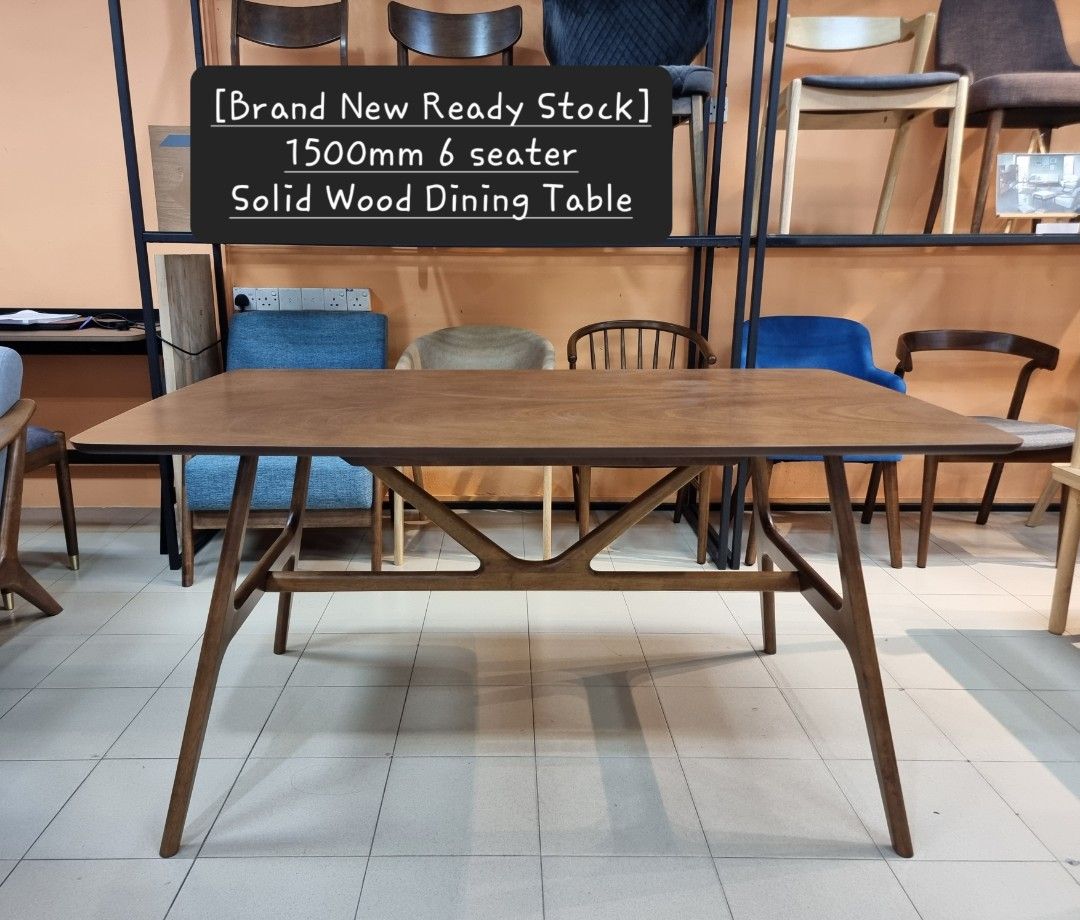 [Brand New] 5ft 1500mm 6 seater Dining Table - Solid Wood, Furniture & Home Living, Furniture ...