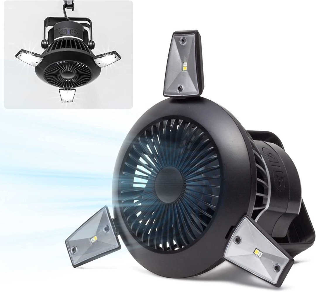 Busypiggy Solar Camping Fan with LED Lantern, Portable Tent fan with ...