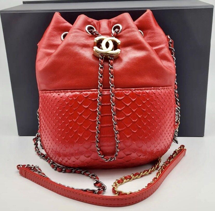 Chanel red python, Luxury, Bags & Wallets on Carousell