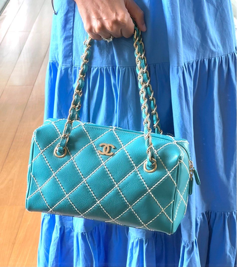 Chanel Turquoise Shoulder Bag, Luxury, Bags & Wallets on Carousell