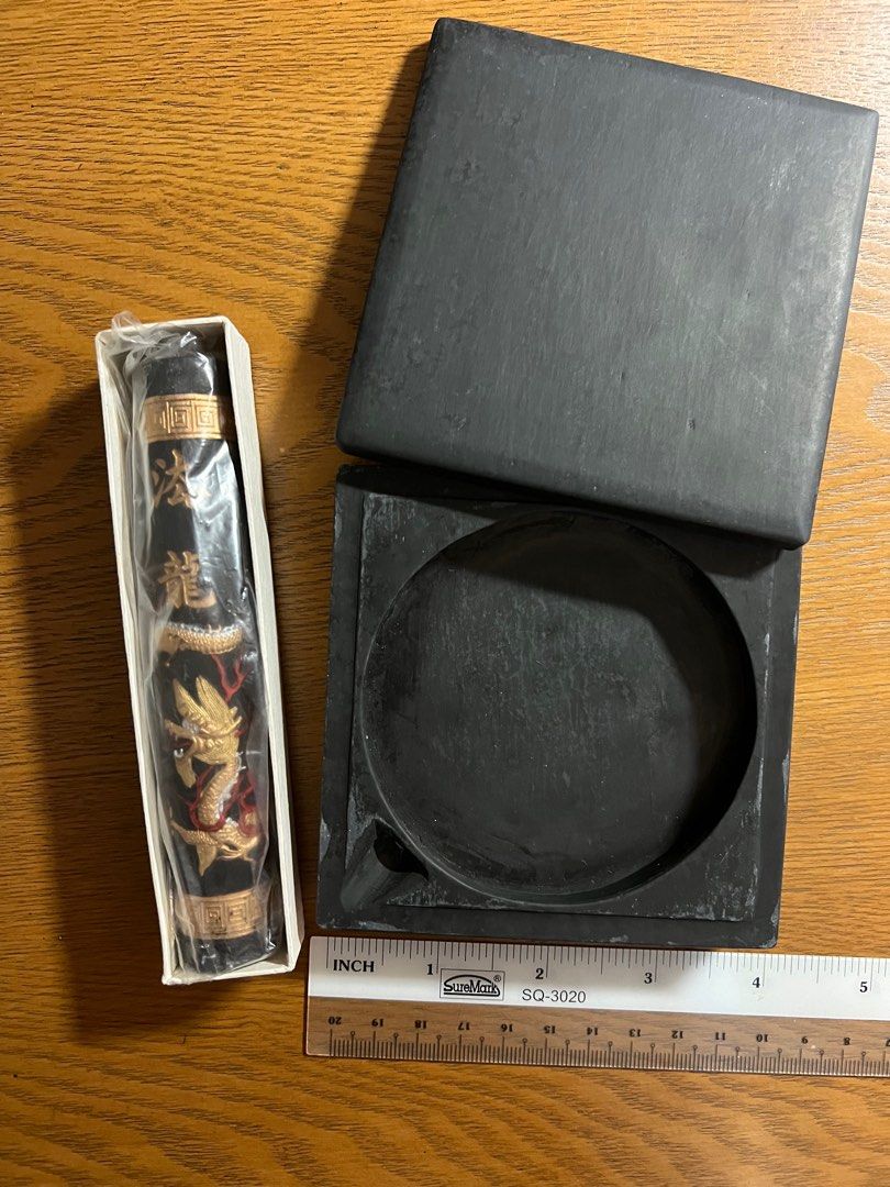 Chinese Calligraphy Ink slab & Dragon ink stick plus calligraphy paper ...