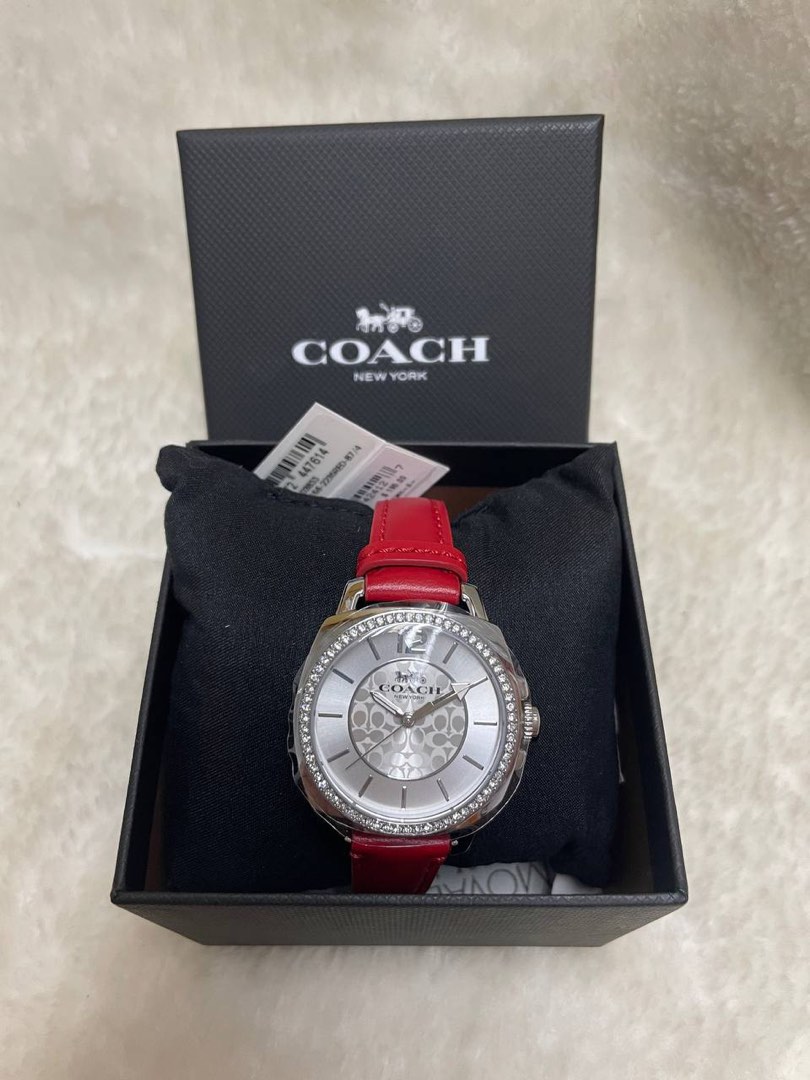 Coach Diamond Watch in Red, Luxury, Watches on Carousell
