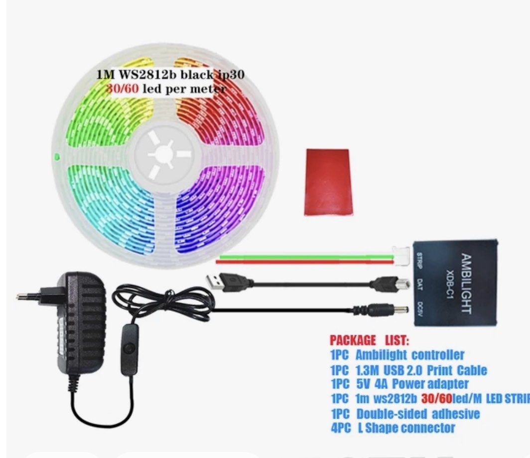 Computer Monitor LED Strip Backlight Light;5V WS2812B USB 5050 RGB ...