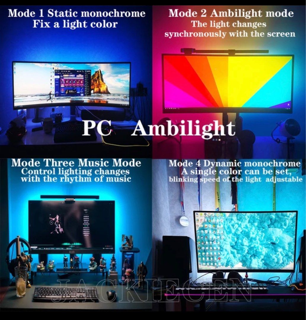 Computer Monitor LED Strip Backlight Light;5V WS2812B USB 5050 RGB ...