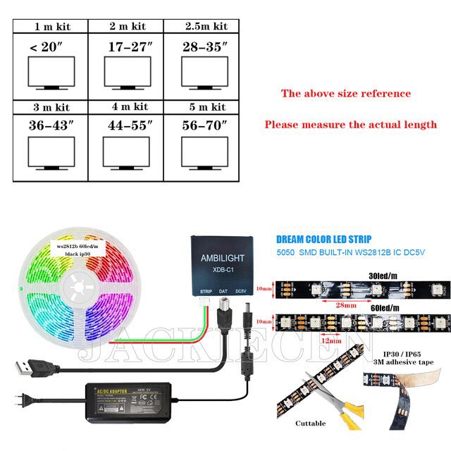 Computer Monitor Led Strip Backlight Light 5v Ws2812b Usb 5050 Rgb