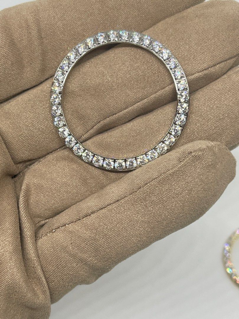 CZ Cubic diamonds BIG STONES Bezel Steel & Gold Plated For Rolex ...