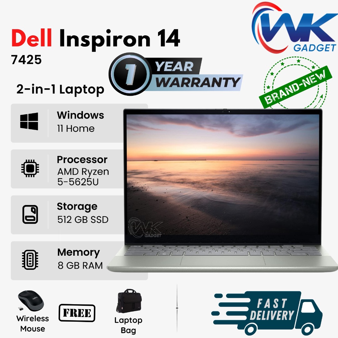 Dell Inspiron 14 i7425 2-in-1 Laptop, 14'' FHD+ Touchscreen, AMD Ryzen ...