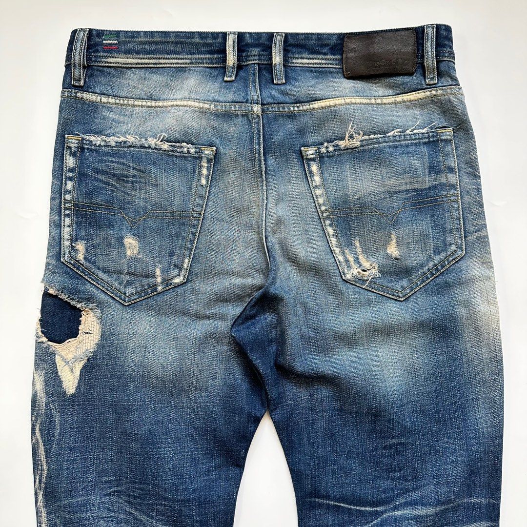 Diesel Narrot 0074M Dark Stone Washed Distressed Denim Jeans, Men's ...