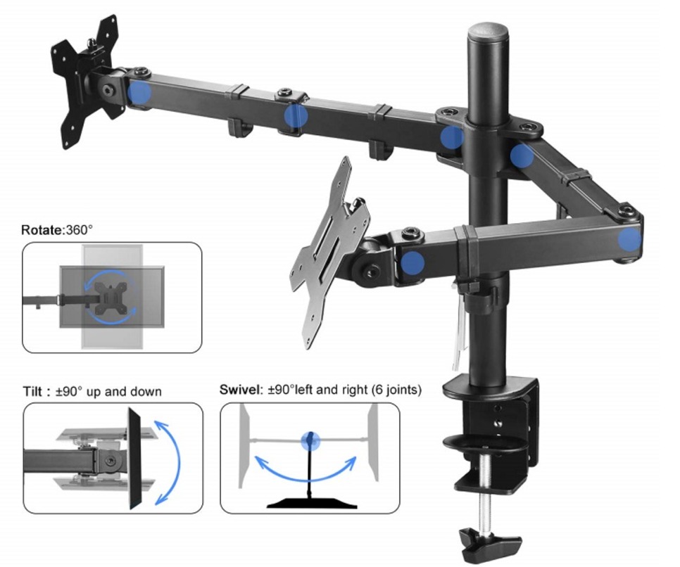 Dual Monitor Mount C-Clamp, Gourmet Clamp, Stand, Computers & Tech ...