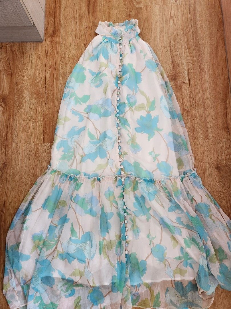 Floral Tosca Halter Midi Dress, Fesyen Wanita, Pakaian Wanita, Gaun ...