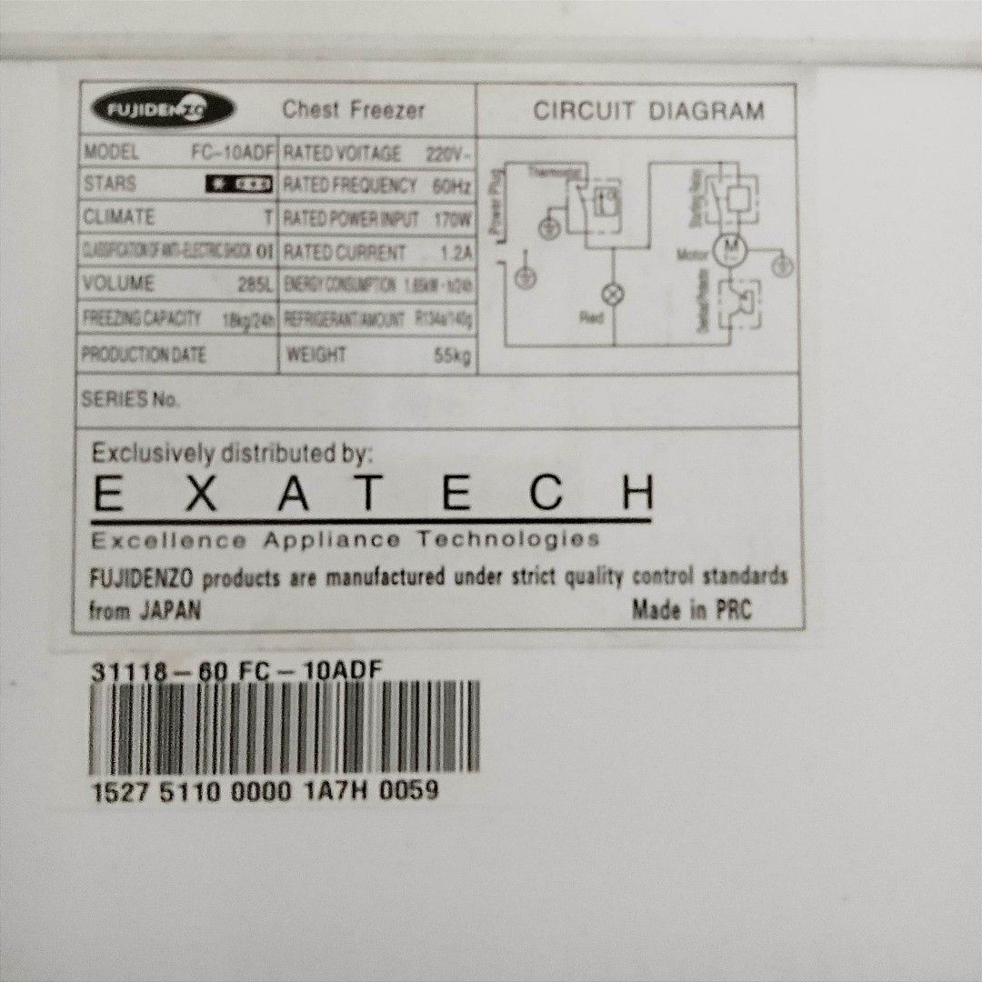 Fujidenzo 10 cu.ft. DUAL FREEZER (and Chiller), TV & Home Appliances ...