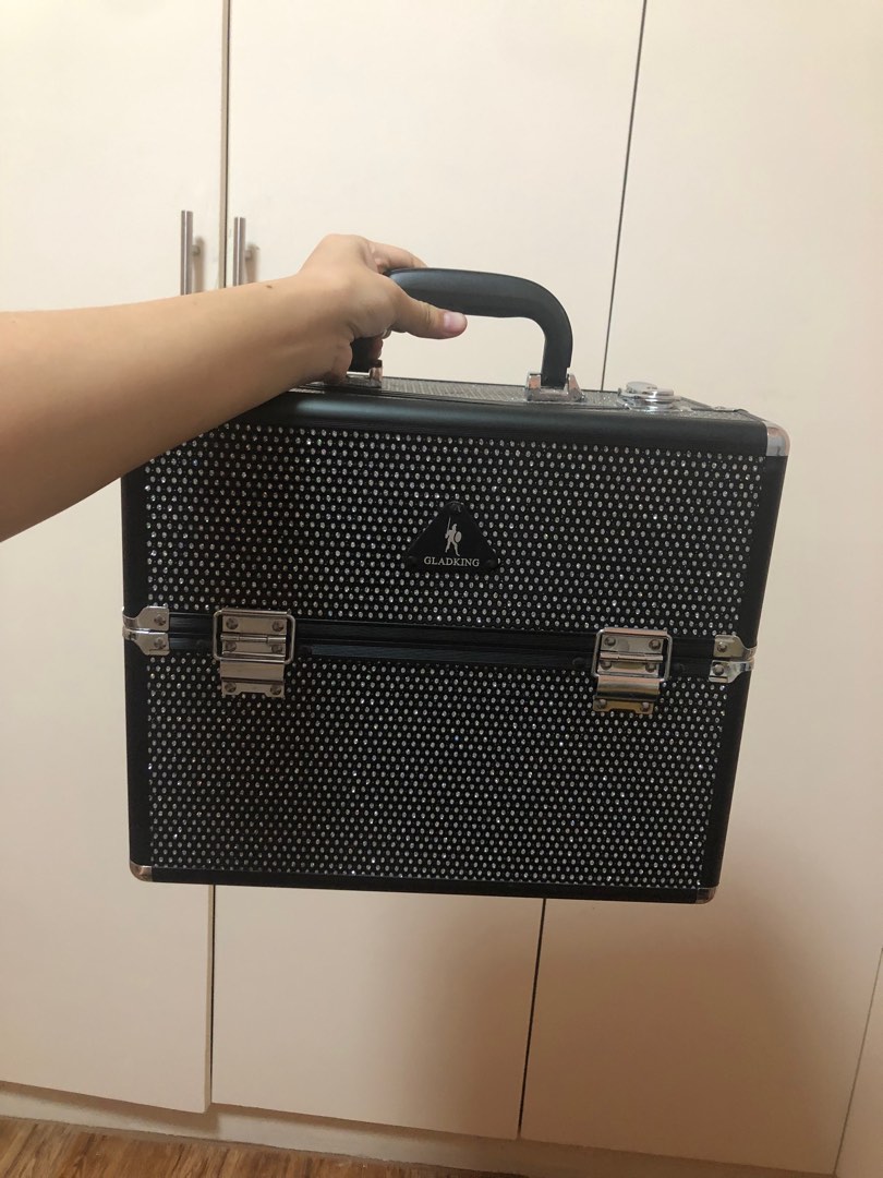 Gladking Makeup Case Layered Kit Organizer Black Crystal, Beauty ...
