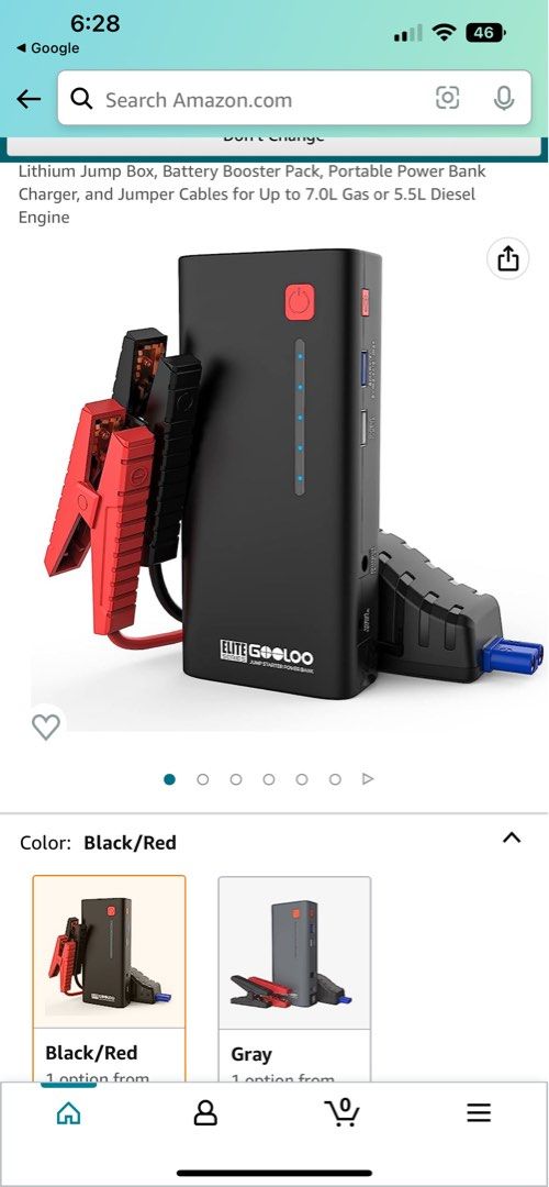 GOOLOO Jump Starter 1200A Peak Car Starter 12V SuperSafe Lithium Jump ...