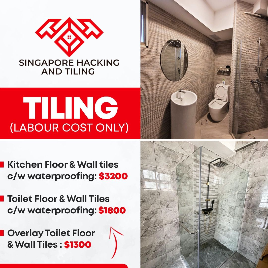 Tiling services/HDB TOILET/ HDB TILES OVERLAY/TOILET HACKING/ TOILET ...