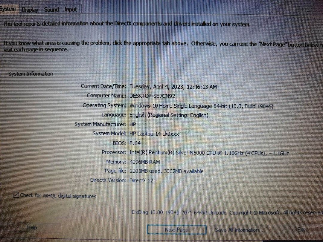 HP 14-ck0xxx Intel Pentium N5000 8th Gen QUADCORE (4CPU'S) 4GB Ram DDR4 ...