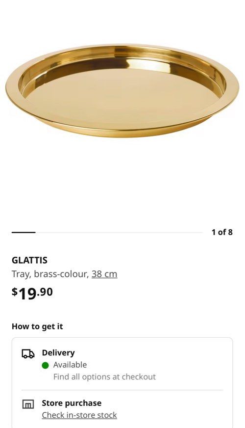 IKEA GOLD Tray GLATTIS, Furniture & Home Living, Home Decor, Other Home ...
