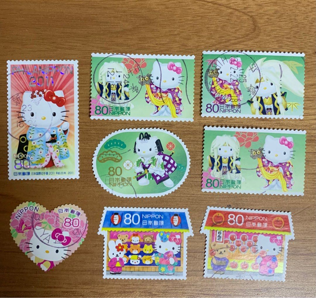 Japan hello Kitty stamps different shapes & colours 8 values, Hobbies ...