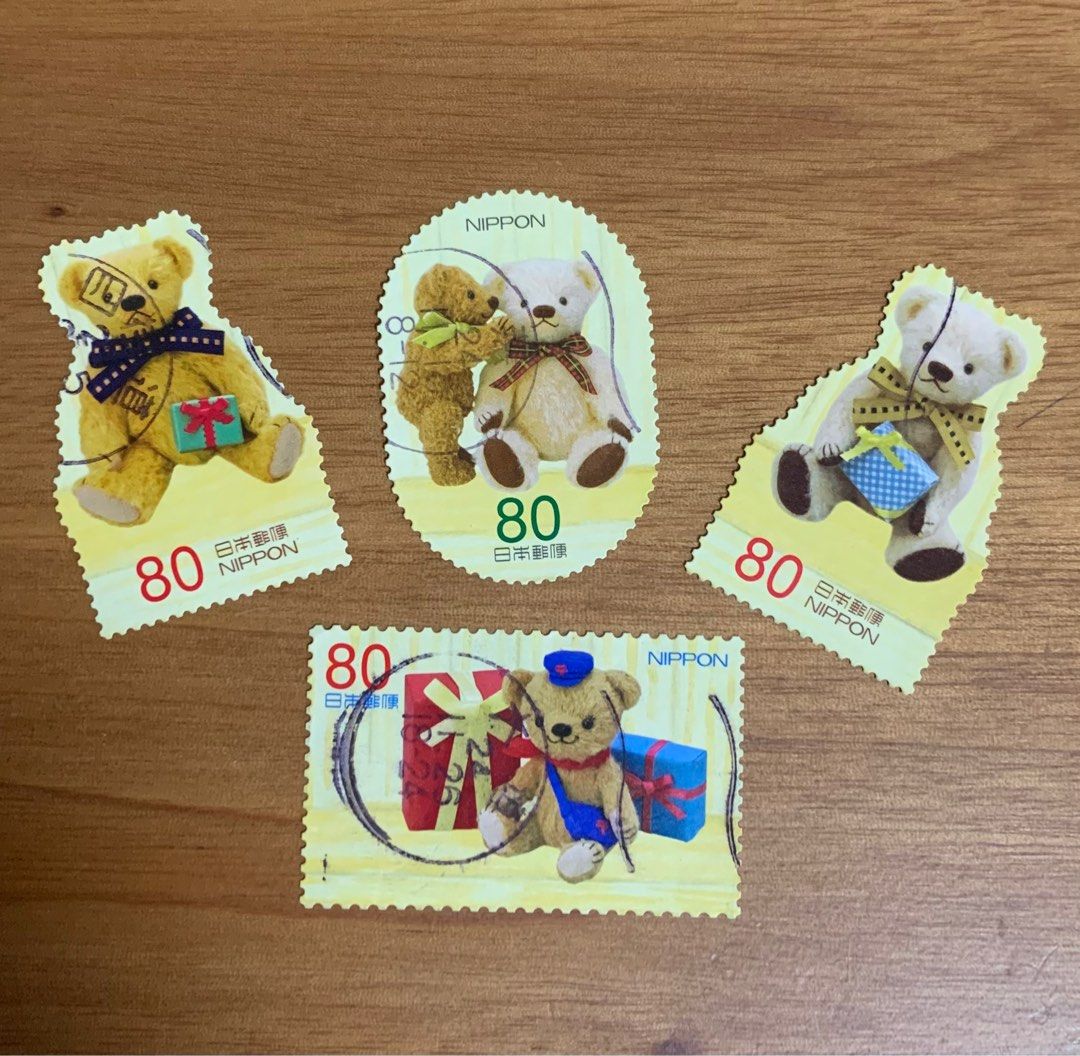 Japan teddy bear stamps nice shapes & colours, Hobbies & Toys ...