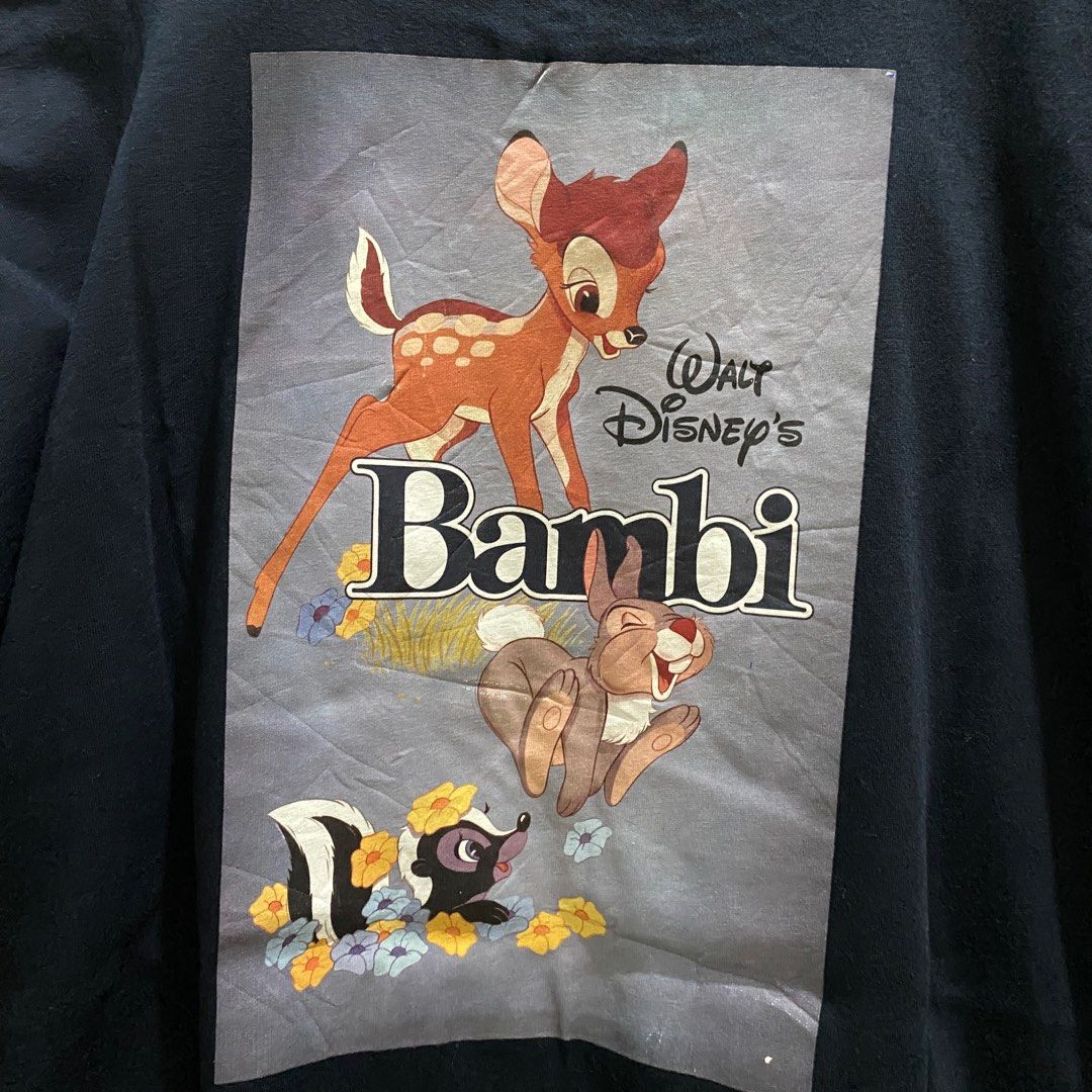 Kaos Uniqlo Bambi Disney GU Global Uniqlo Navy Big Print, Fesyen Pria, Pakaian , Atasan di Carousell
