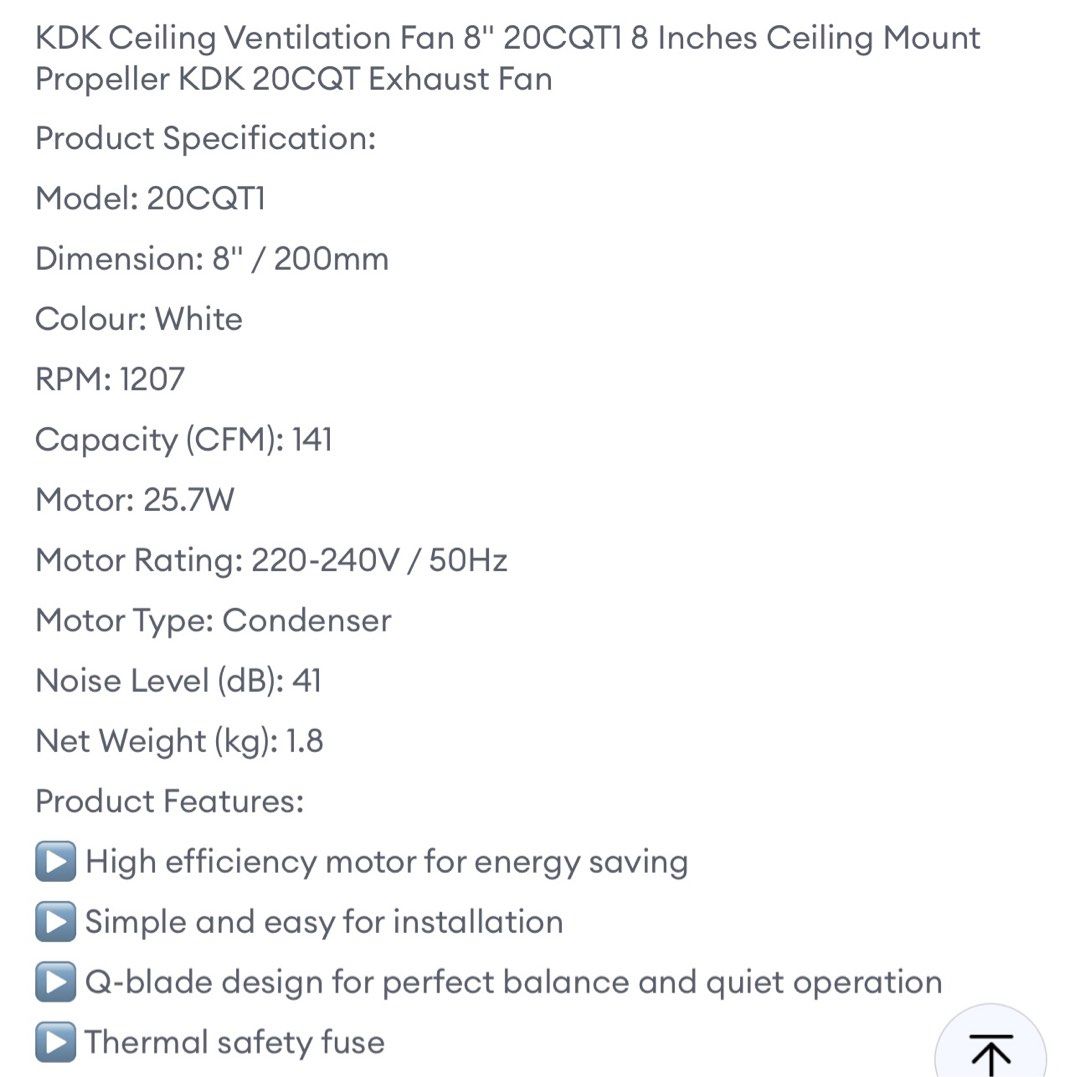 KDK Ventilation Fan 8 inch, TV & Home Appliances, Other Home Appliances ...