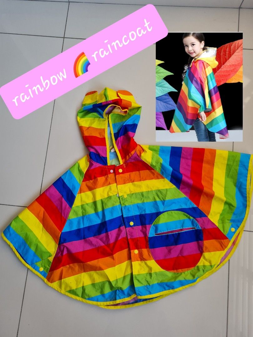 Kids rainbow waterproof raincoat, Babies & Kids, Babies & Kids Fashion ...