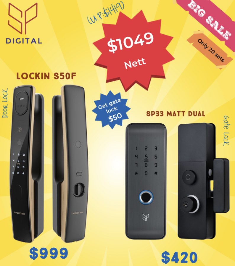 Lockin s50F door lock plus SP33 Matt Dual gate lock . digital door lock ...