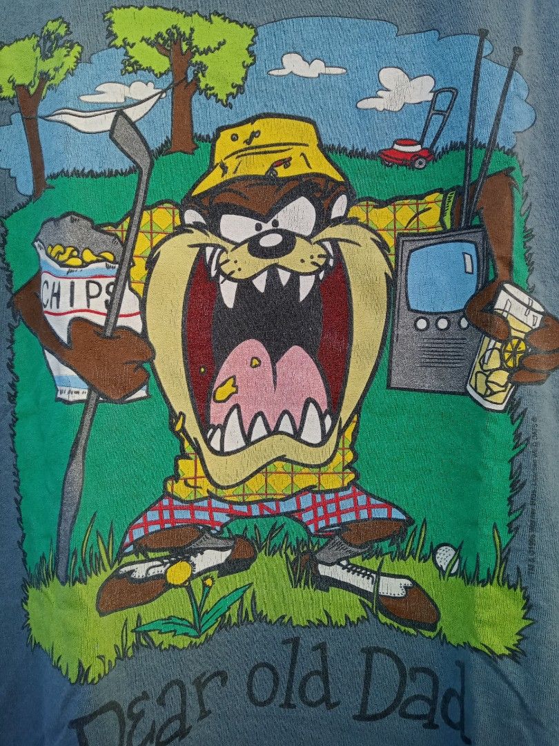 Looney Tunes Dear Old dad Tazmanian Devil 31 x 24 XL on tag Very good ...