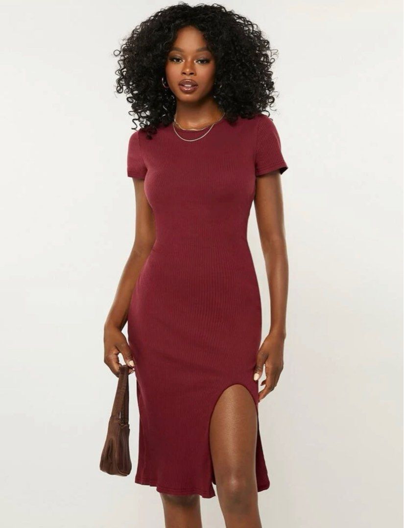 Maroon Bodycon Dress, Women's Fashion, Dresses & Sets, Dresses on Carousell