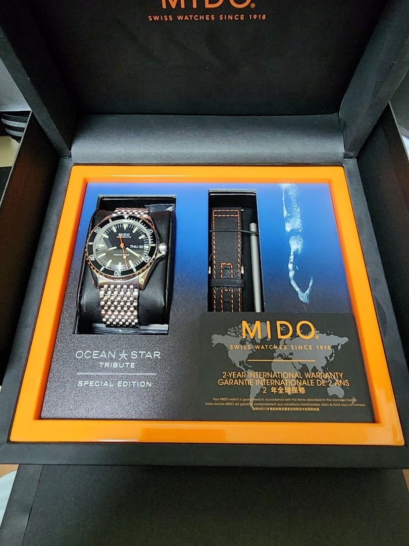 Mido Ocean Star Tribute (Orange), Luxury, Watches on Carousell