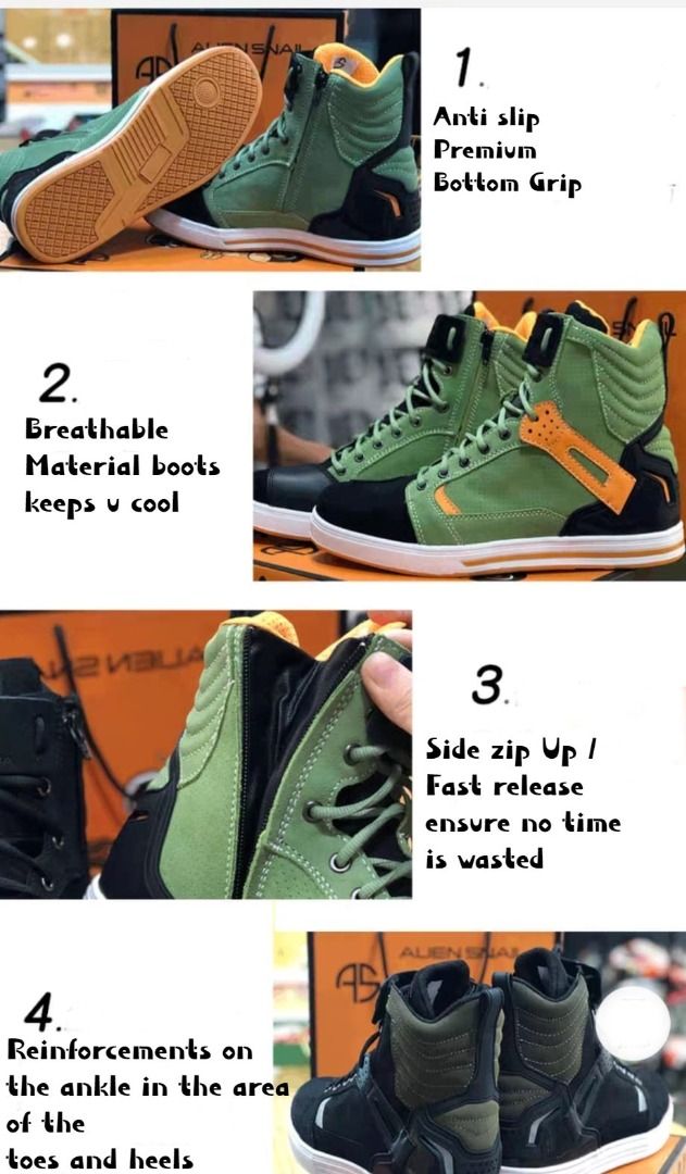 Motorcycle riding boots (Alien Snail), Motorcycles, Motorcycle Apparel ...