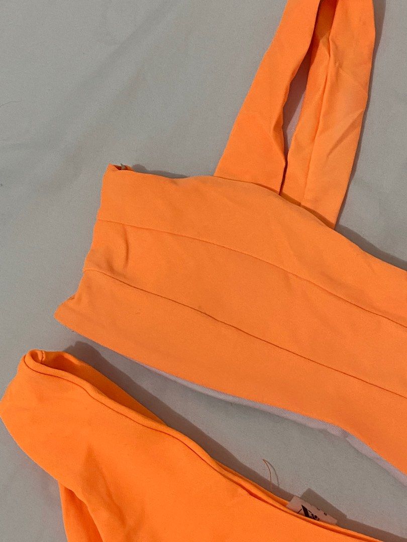 Neon orange 2 piece bikini swimsuit on Carousell