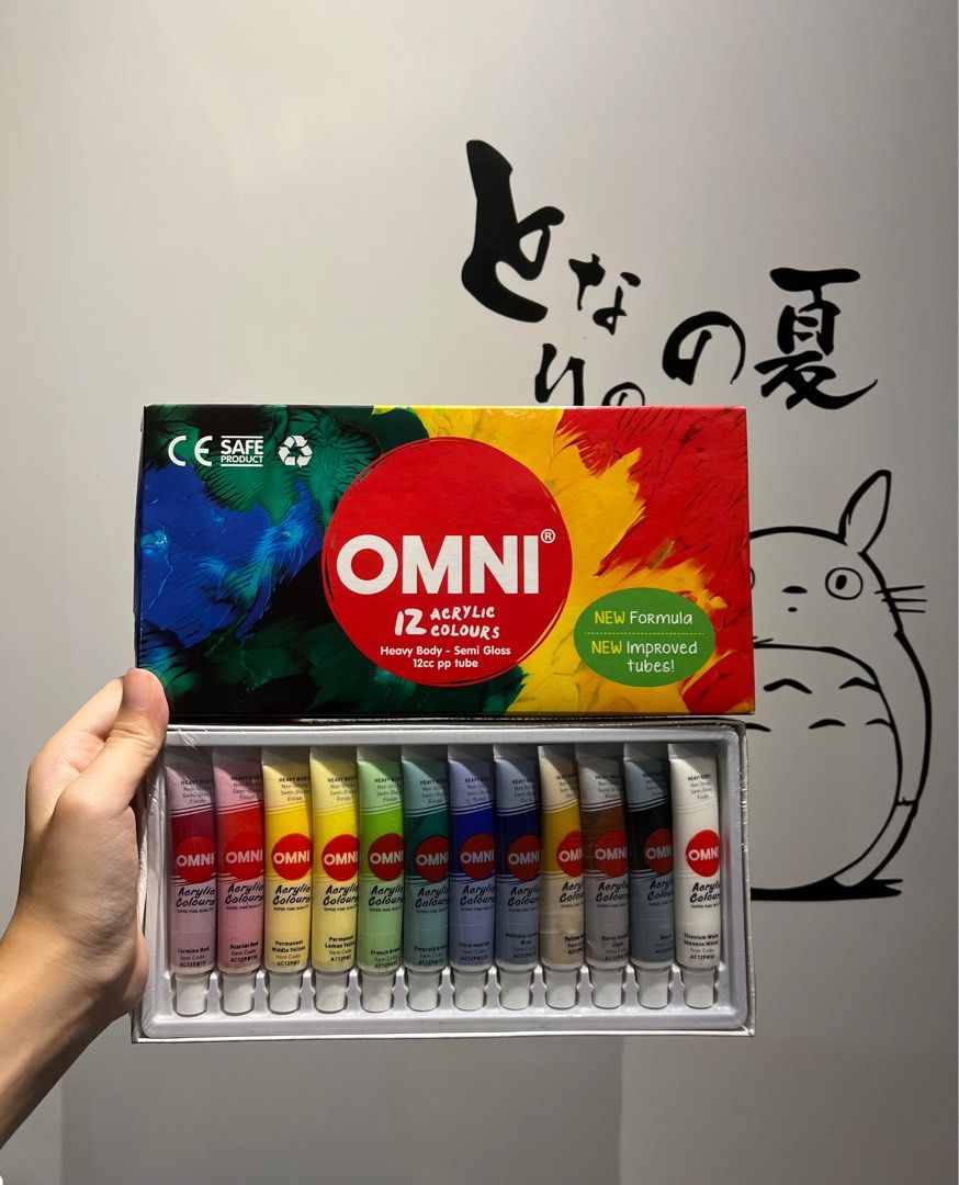 Omni Acrylic Paint Set 12 Colours, Hobbies & Toys, Stationery & Craft, Stationery & School ...