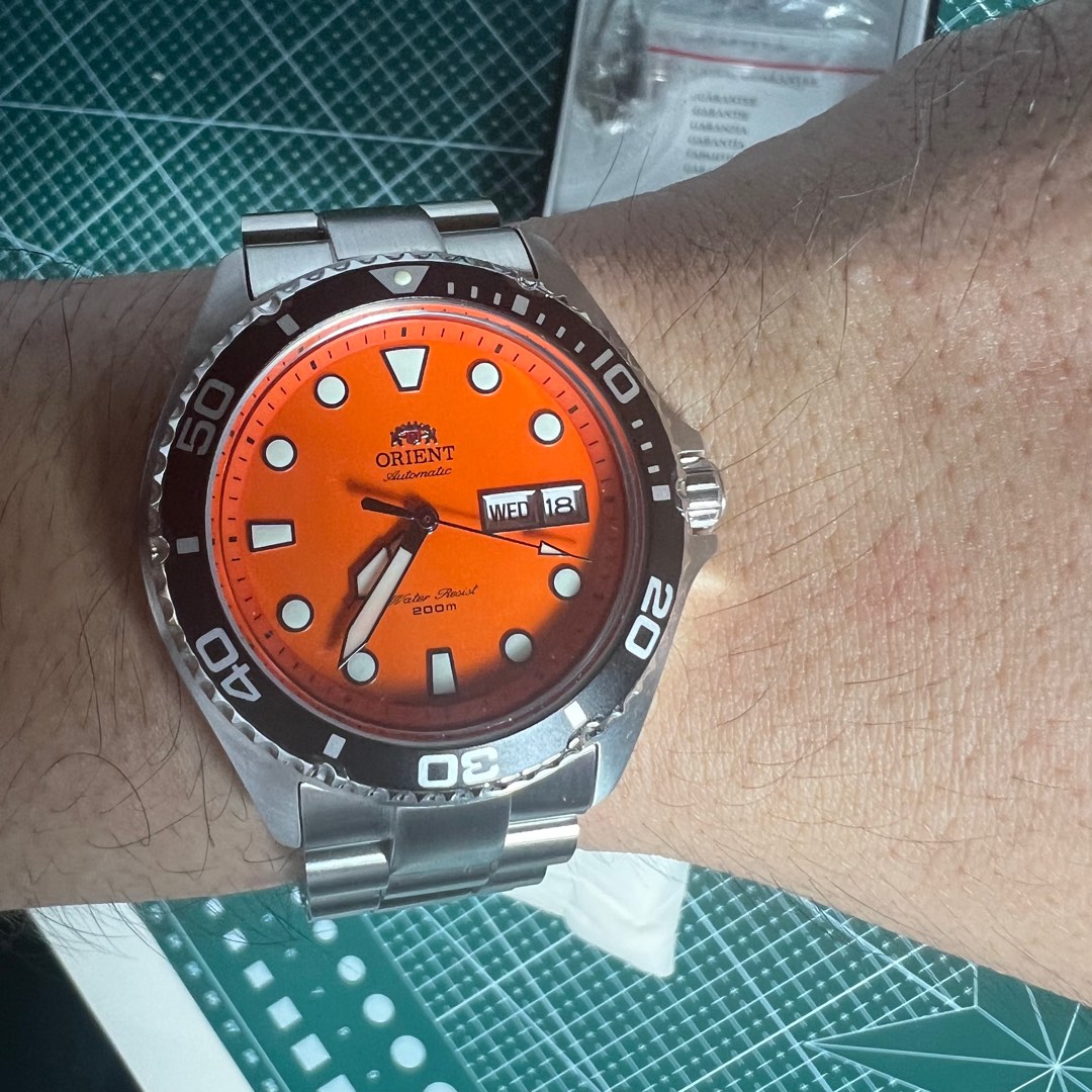 Orient Ray 2 Orange Dial Automatic Diver Watch Japan Made With Militat ...