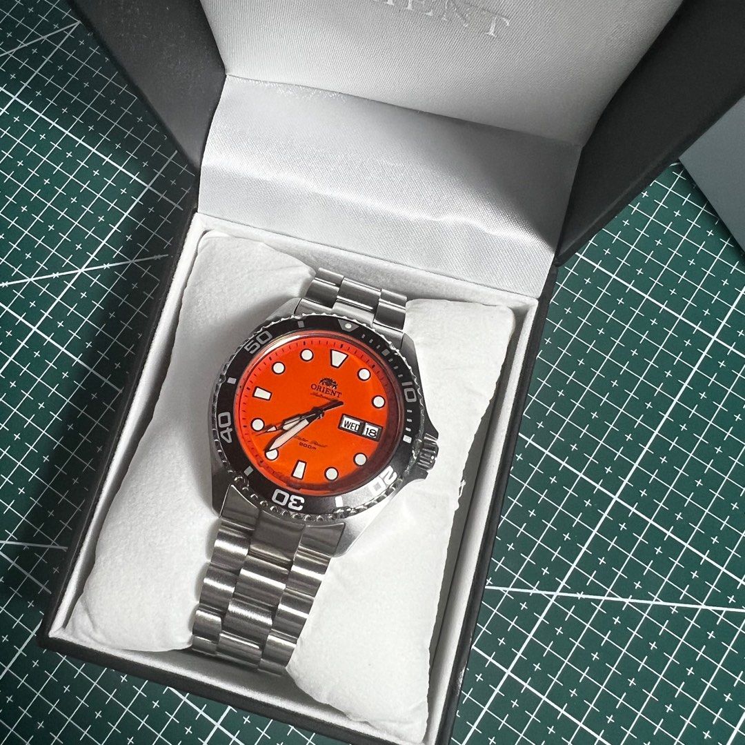 Orient Ray 2 Orange Dial Automatic Diver Watch Japan Made With Militat ...