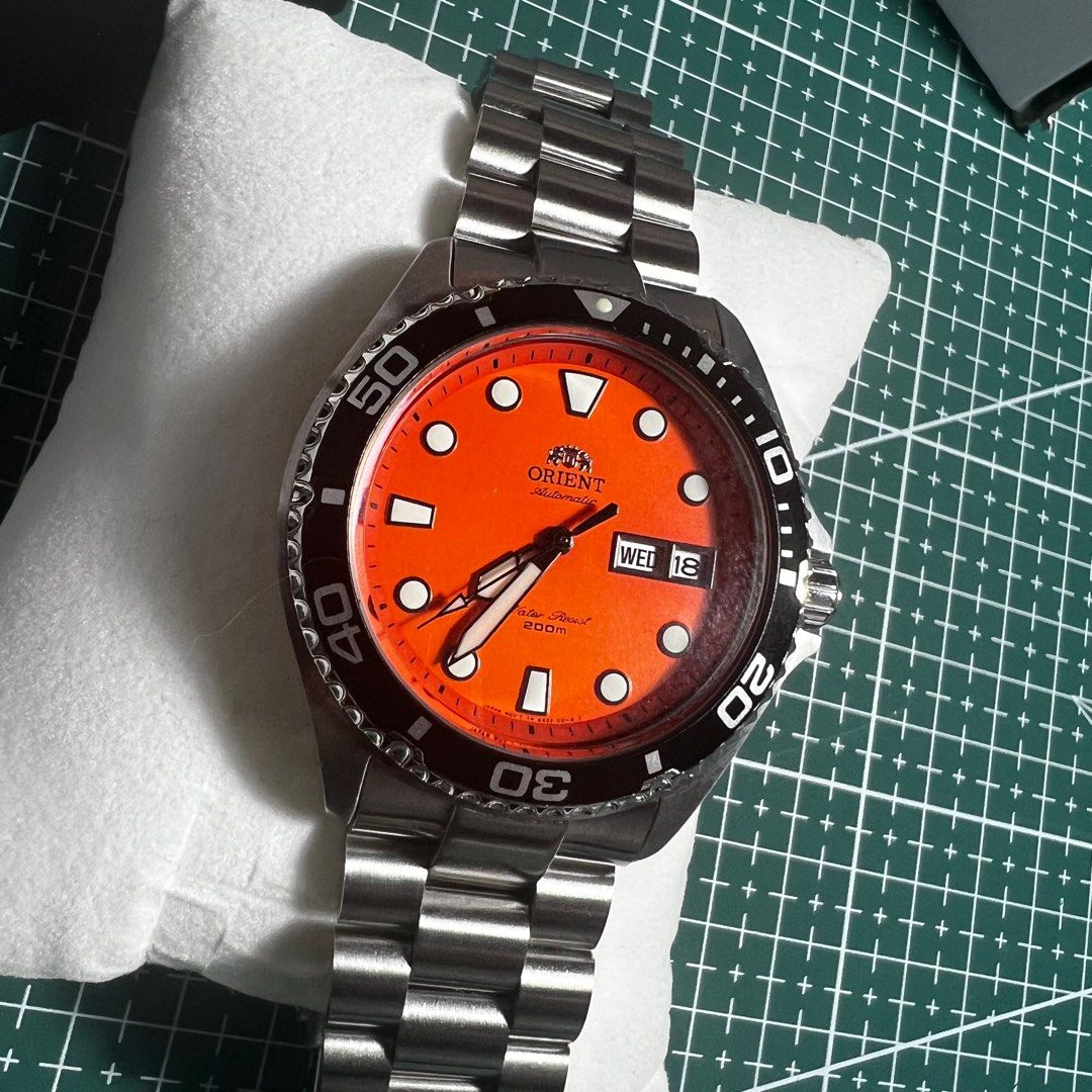 Orient Ray 2 Orange Dial Automatic Diver Watch Japan Made With Militat ...