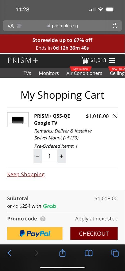 Prism plus 55 inch 4k TV with swivel mont + Console + Apple Tv 4k ...