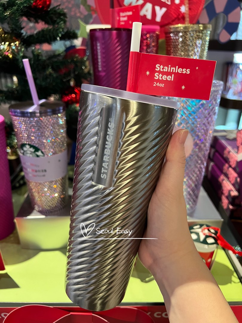 [READY STOCK] Starbucks Stainless Steel Silver Textured Cold Cup 710ml, Furniture & Home Living ...