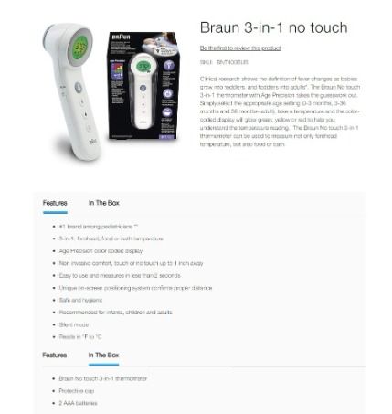 [READY STOCKS] BRAUN - 3-in-1 no touch Thermoscan, BNT400, Health & Nutrition, Thermometers on ...