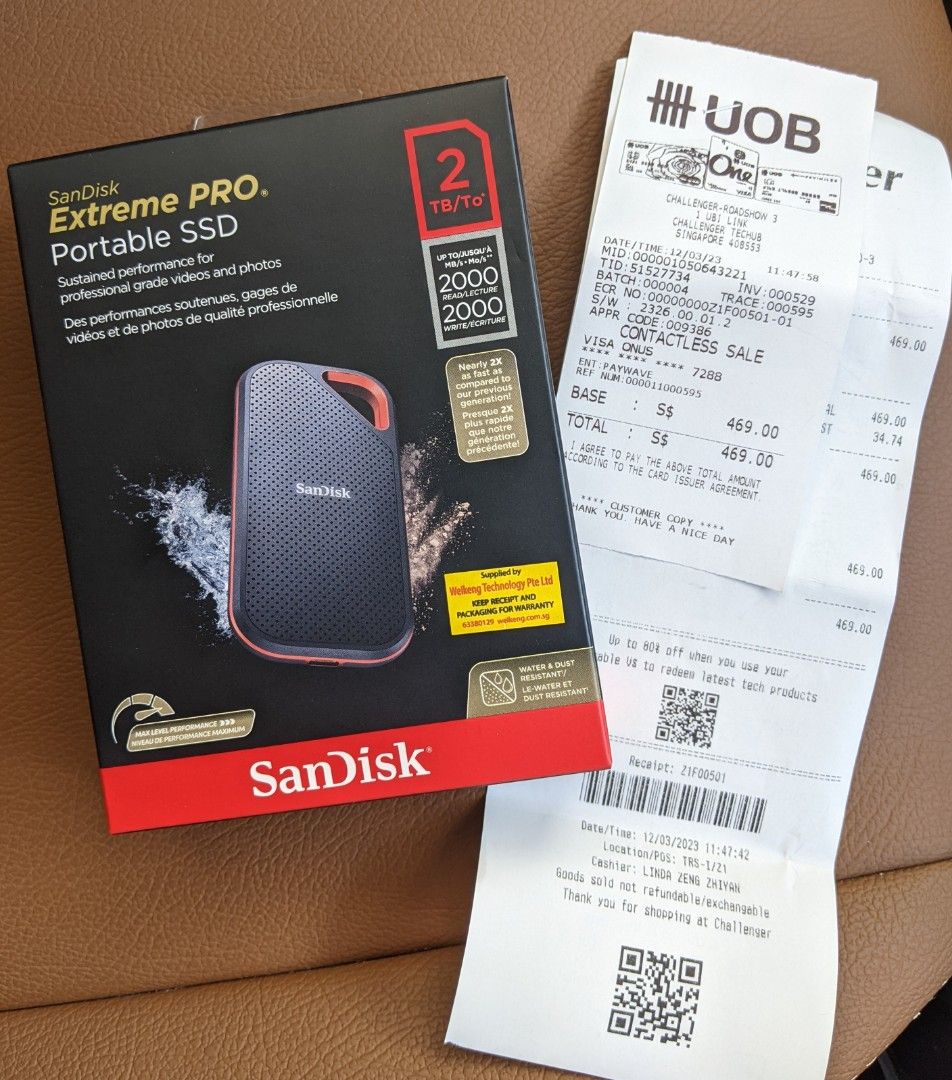 SanDisk Extreme Pro 2TB Portable SSD, Computers & Tech, Parts & Accessories, Hard Disks ...