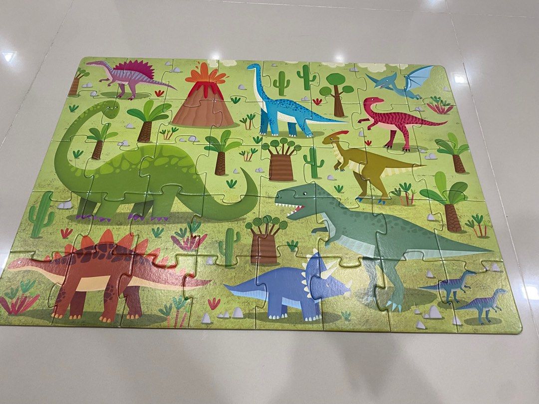 SASSI large dinosaur puzzle with board book and dinosaur figures ...