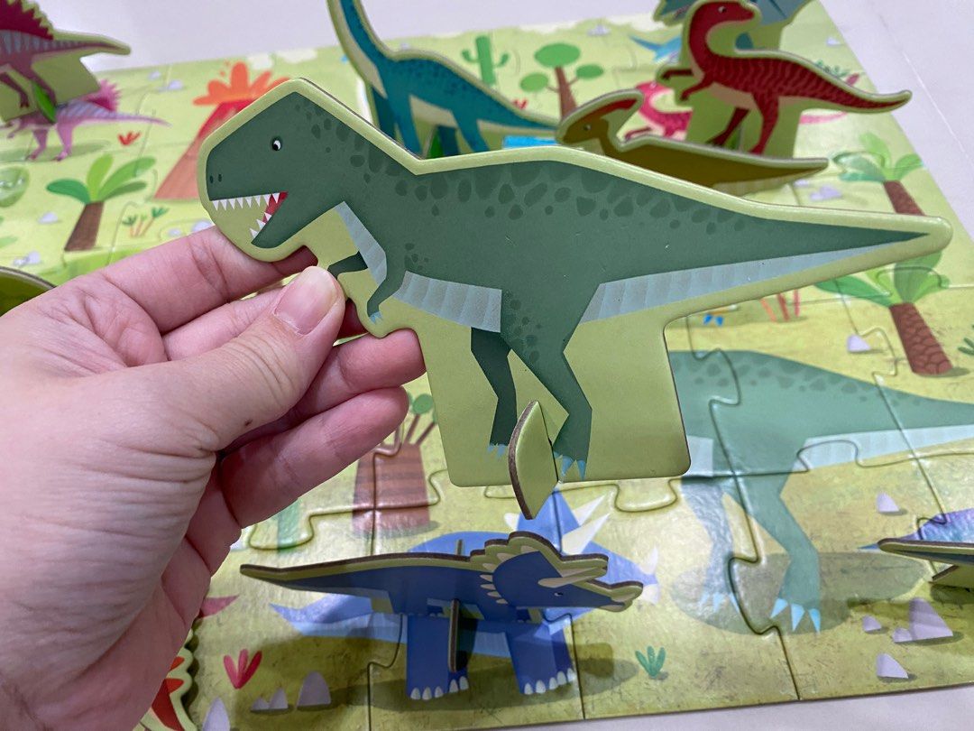 SASSI large dinosaur puzzle with board book and dinosaur figures ...