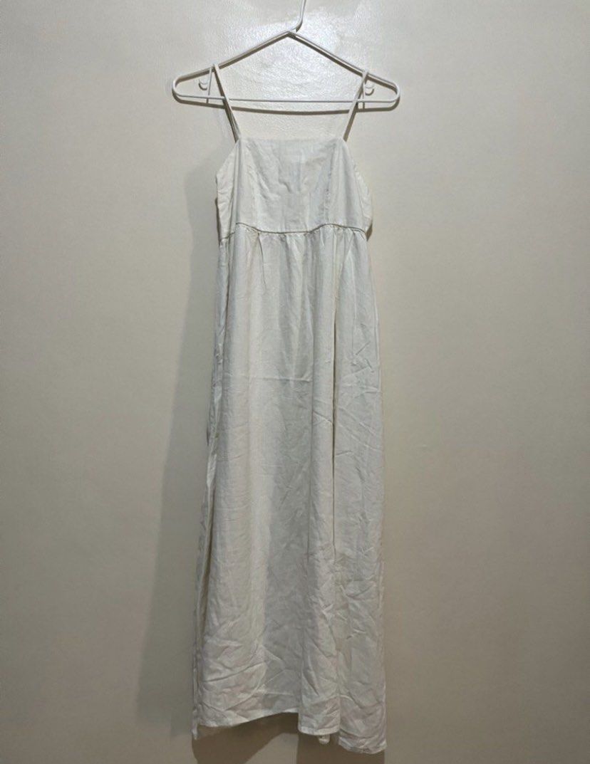 Shein Linen Dress White, Women's Fashion, Dresses & Sets, Dresses on Carousell