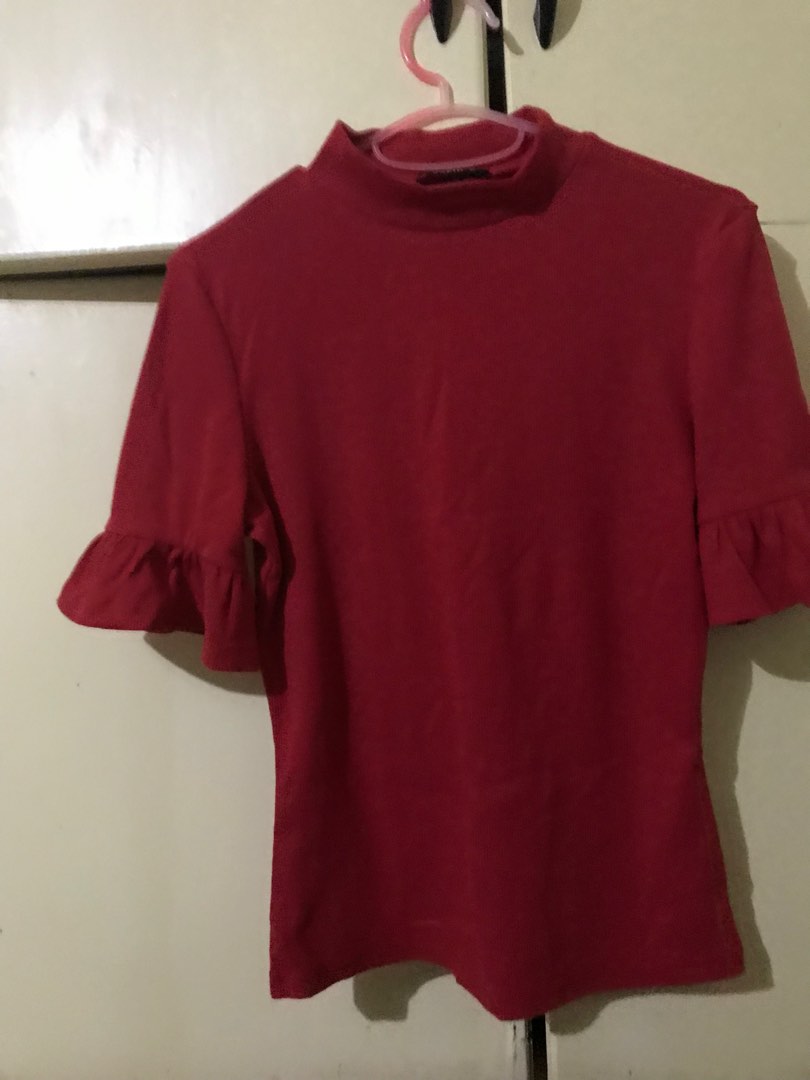 shein red top, Women's Fashion, Tops, Blouses on Carousell