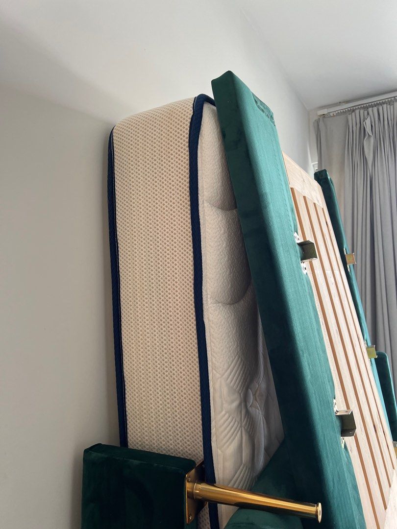 Slim double / super single bed frame and mattress, Furniture & Home ...