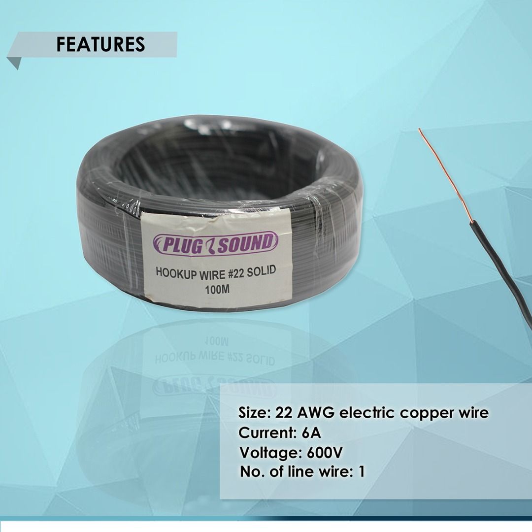 SOLID WIRE 22 AWG BLACK (1-ROLL/100-meter), ELECTRIC COPPER CABLE, BEST ...