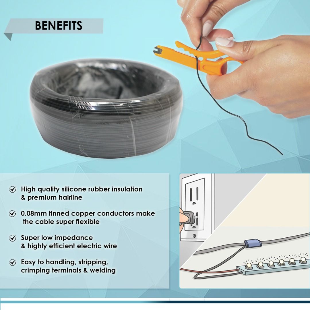 SOLID WIRE 22 AWG BLACK (1-ROLL/100-meter), ELECTRIC COPPER CABLE, BEST ...