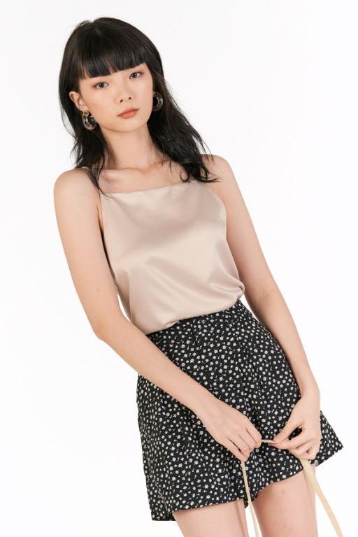 TCL Bayson Satin Top Champagne, Women's Fashion, Tops, Sleeveless on ...