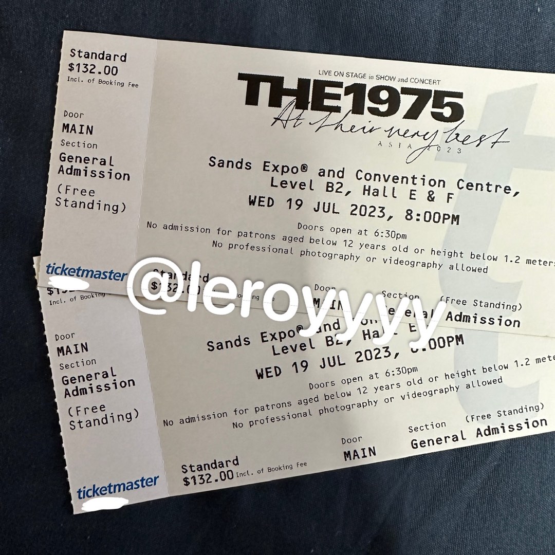Physical Ticket The 1975 At Their Very Best Singapore 19 July concert ...