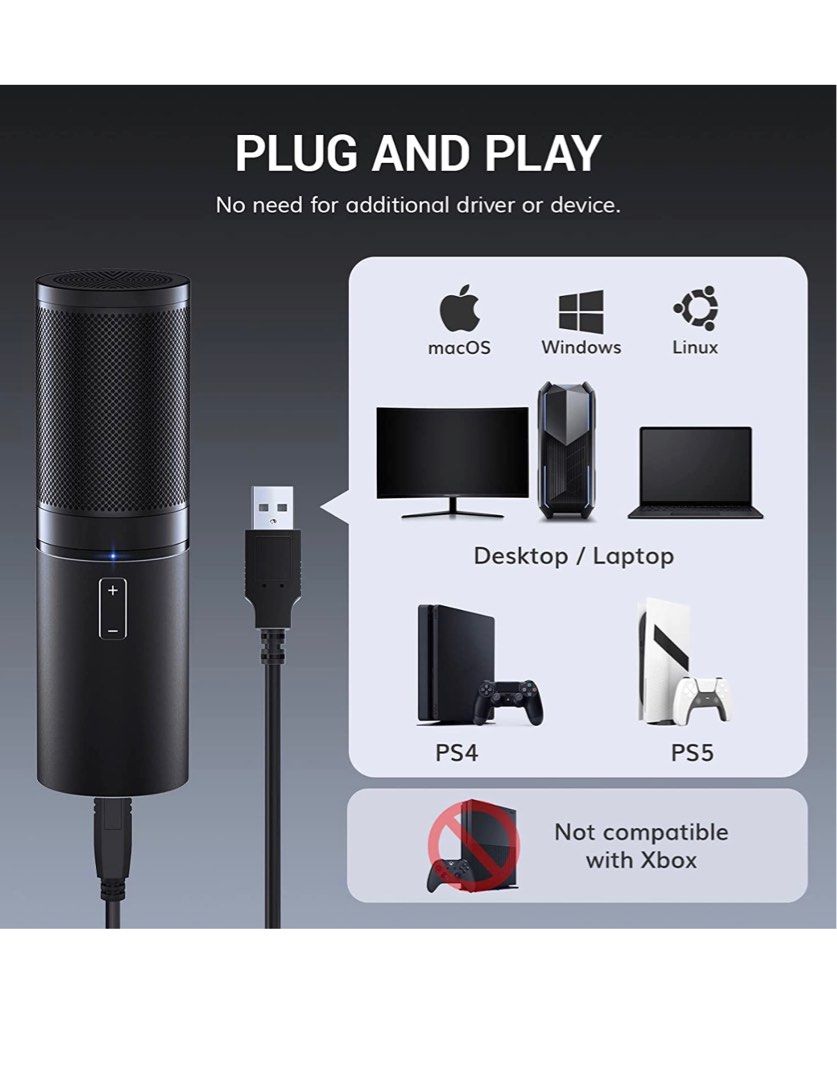 TONOR USB Gmaing Microphone, PC Streaming Mic Kit for PS4/5/Discord ...